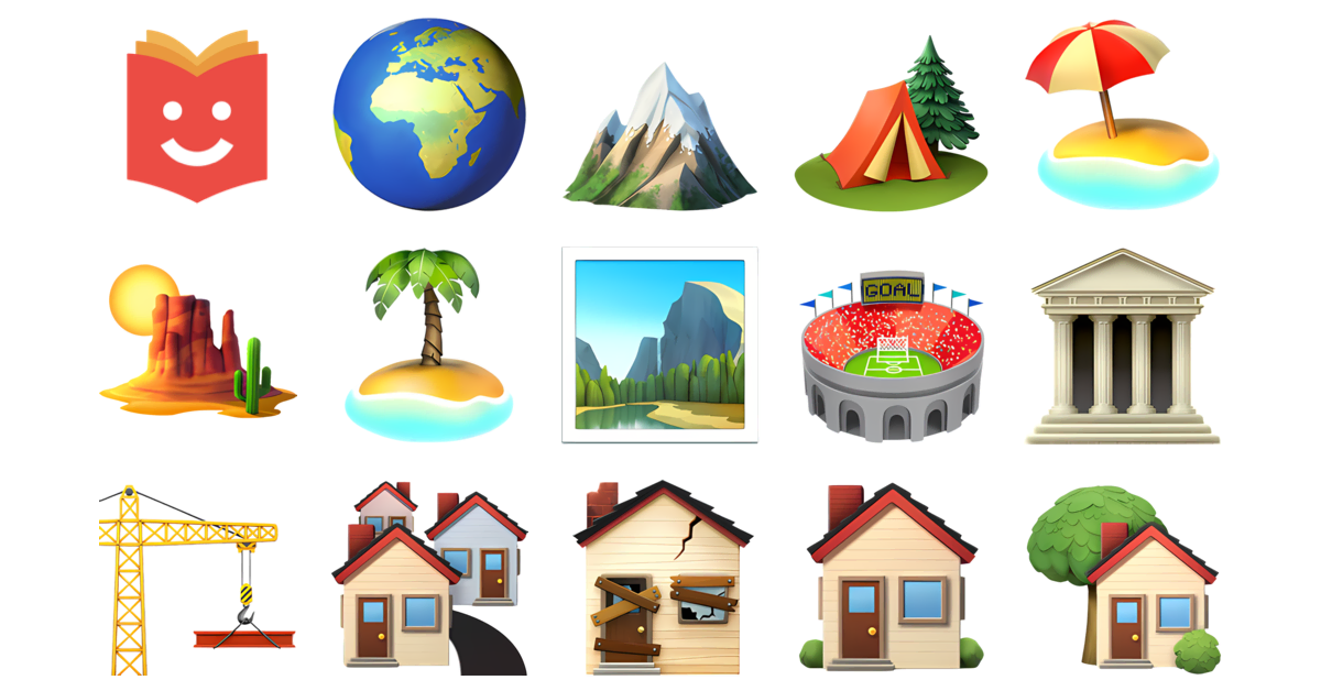 🎢🎡🎠 Land Emojis Collection 🌍🏔️🏕️🏖️🏜️🏝️🏞️ — Copy & Paste!